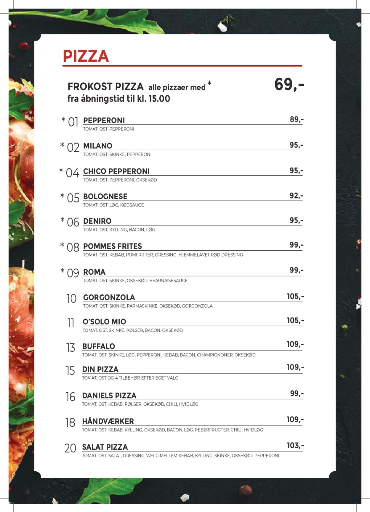 Torino Pizza & Steakhouse Menu